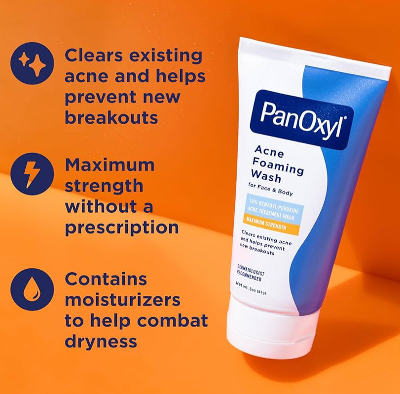 PanOxyl Acne Foaming Wash Benzoyl Peroxide 10% Maximum Strength Antimi ...